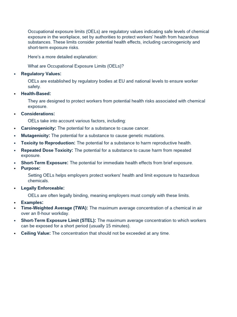 Occupational Exposure Limits | PDF
