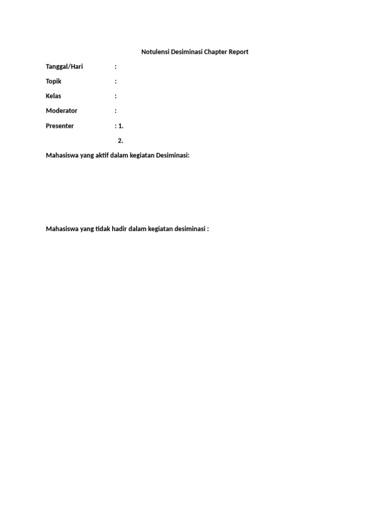 Notulensi Desiminasi Chapter Report | PDF