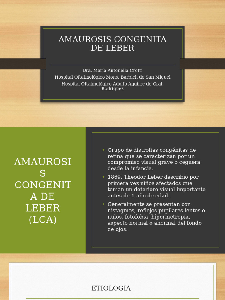 Amaurosis Congénita de Leber: Diagnóstico y Manejo | PDF