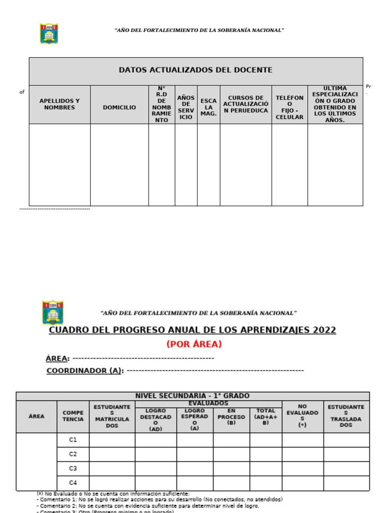 Anexos - Formatos de Informes-1 | PDF | Aprendizaje