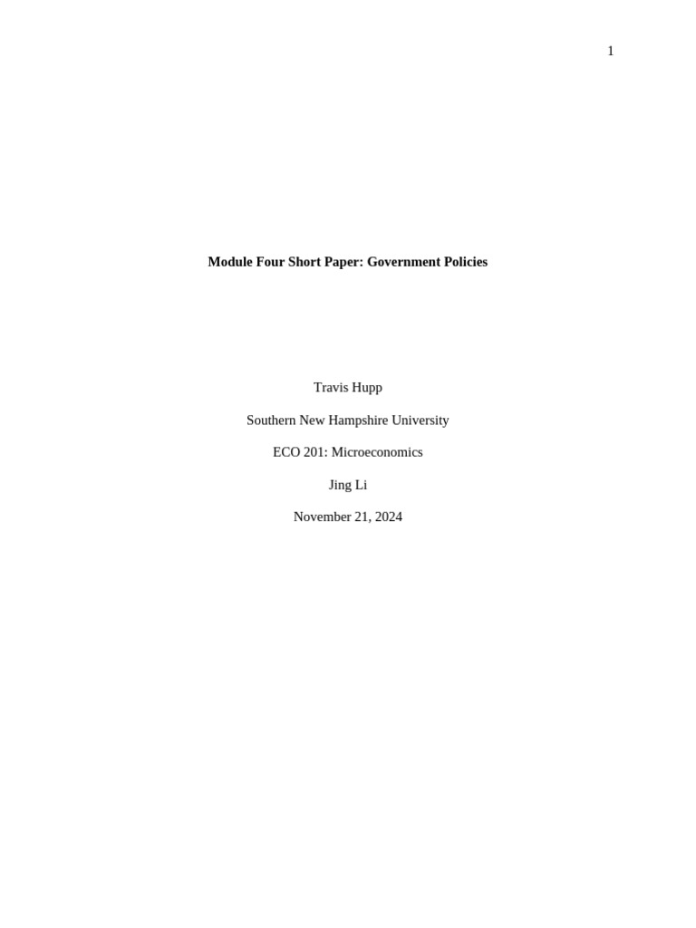 ECO 201 Module Four Short Paper | PDF | Inflation | Sustainable Energy