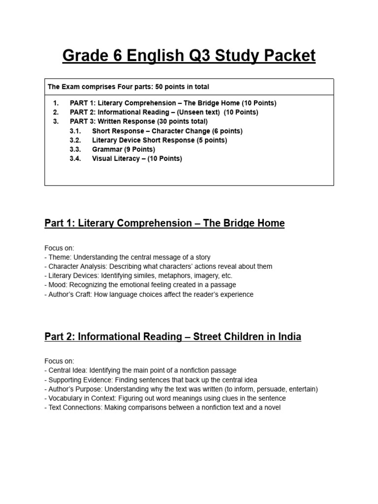 Grade 6 English Q3 Study Packet | PDF | Linguistics | Grammar