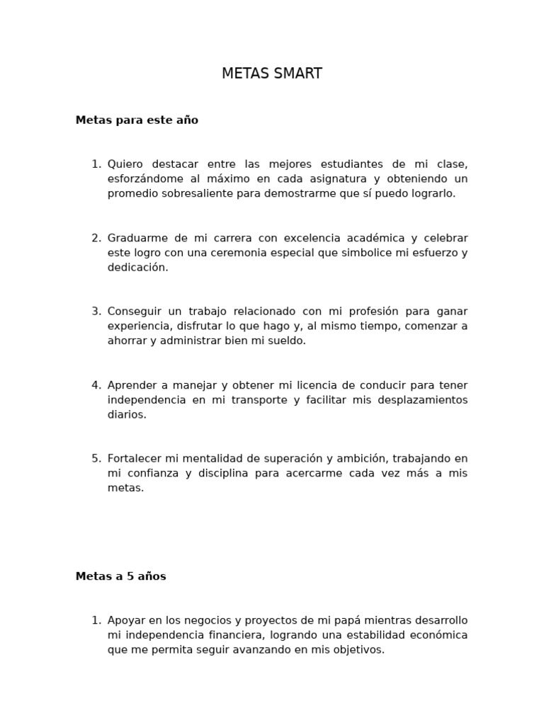 Metas SMART | PDF | Felicidad | Economias
