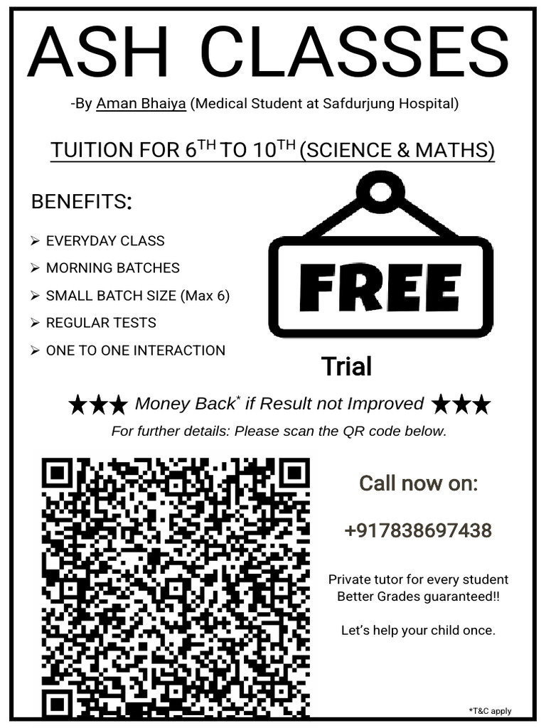 ASH CLASSES Advertisement Sample | PDF