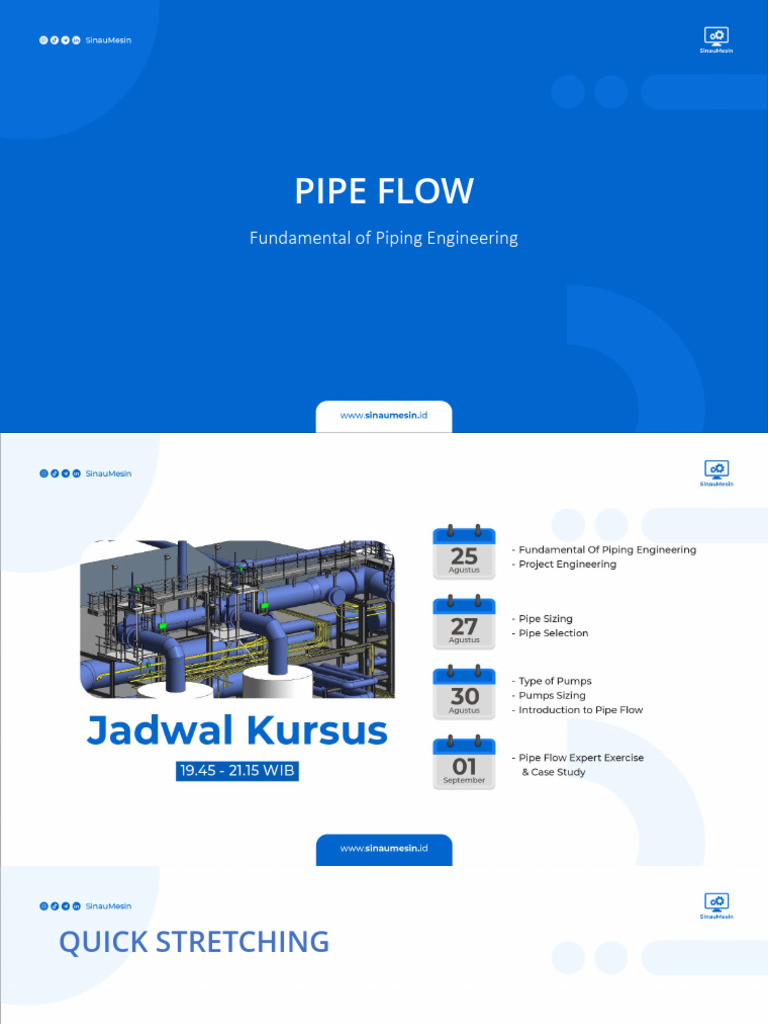 Day 1 Kursus PipeFlow SinauMesin | PDF | Pipe (Fluid Conveyance) | Flow Measurement