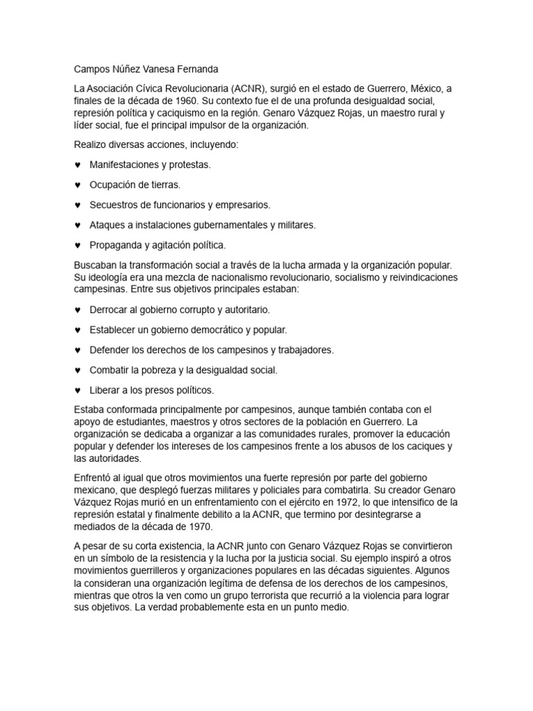 Historia de la ACNR en Guerrero | PDF
