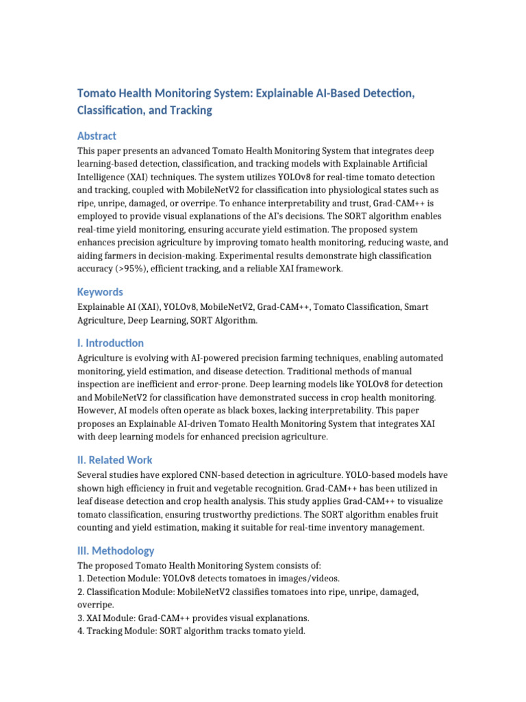 Tomato Health Monitoring System | PDF | Artificial Intelligence ...