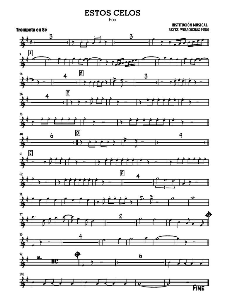 ESTOS CELOS - PARA BANDA - Trompeta en Sib | PDF
