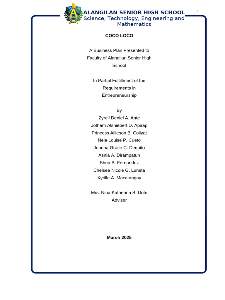 Entrep-business-proposal | PDF | Marketing | Coconut