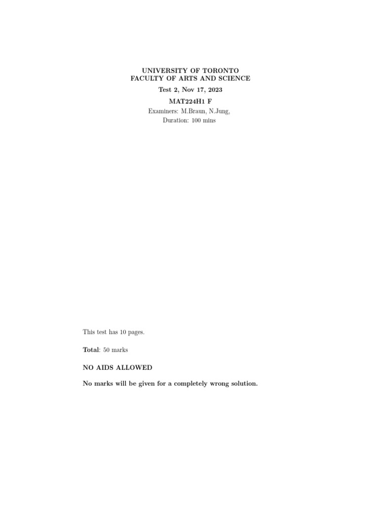 Mat224 T2-23 | PDF