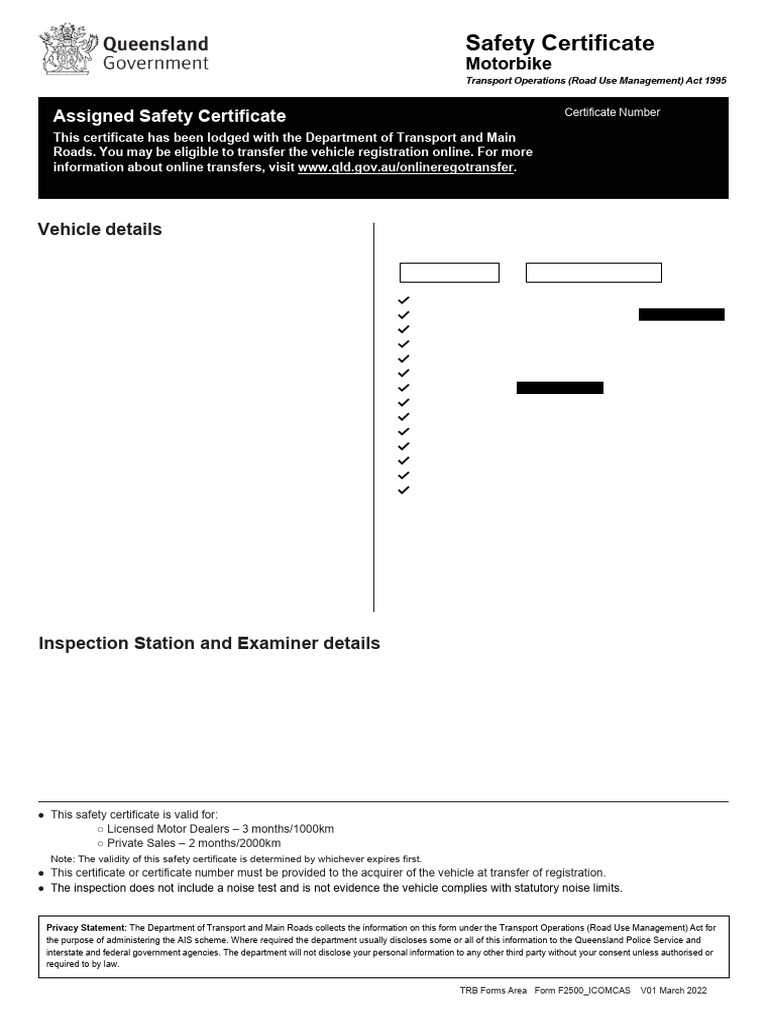 Safety Certificate Final | PDF | Vehicles | Motorcycle