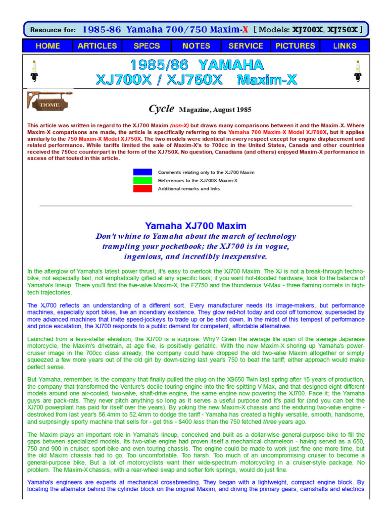 Maximum Maxim-X - Cycle Magazine, August 1985 | PDF | Engines ...