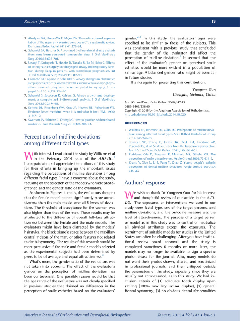 Perceptions of Midline Deviations Among Different Facial Types | PDF ...