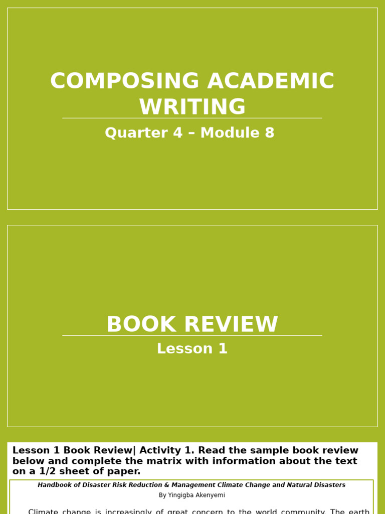 M8 Composing Academic Texts Without Assessments | PDF | Climate Change | Natural Disasters