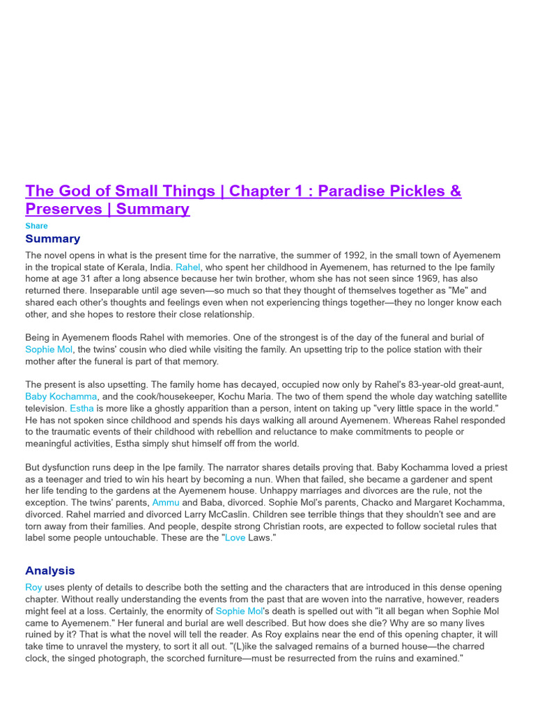 The God of Small Things Summaries | PDF | Dalit | Communism