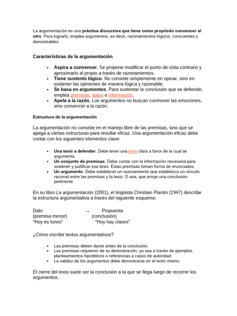 Argumentación Concepto y Características | PDF