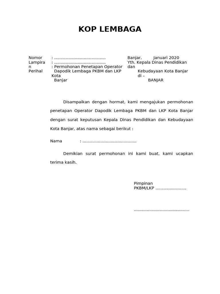 Contoh SRT Permohonan | PDF