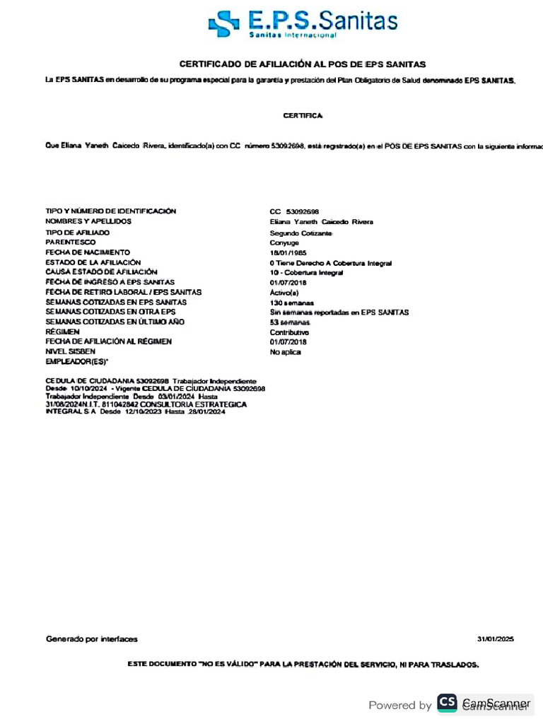 12 Certificaci N de Afiliaci N A Seguridad Social en Salud Como Cotizante Indep | PDF