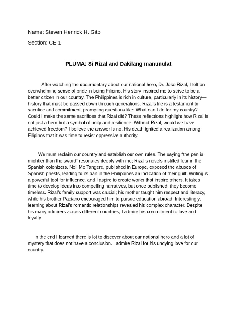 Rizal Pluma | PDF