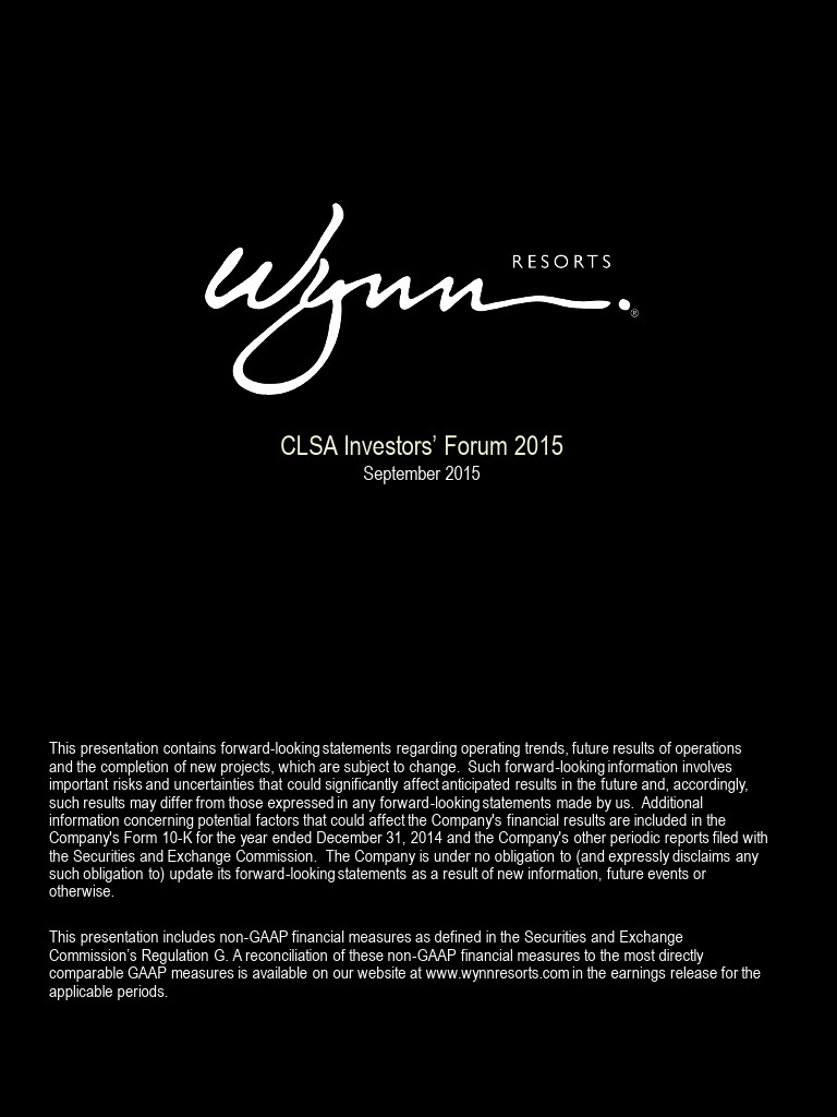 WYNN CLSA Presentation 09.15.15 | PDF | Las Vegas Strip
