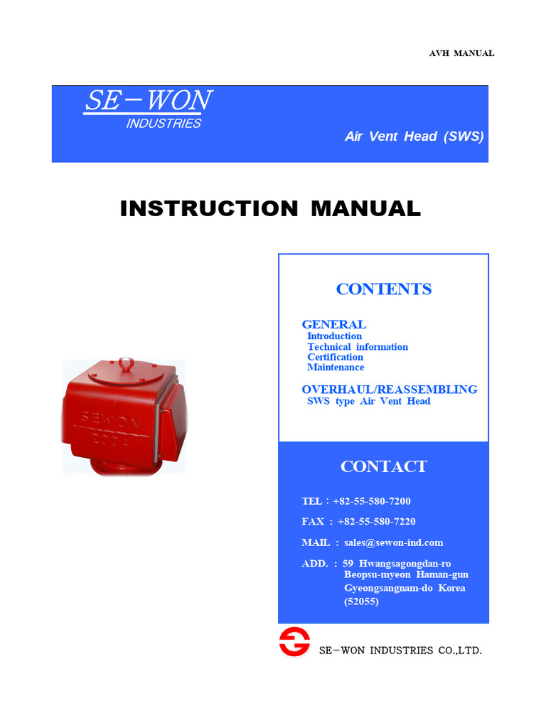 SWS Air Vent Head Certification Manual | PDF | Manufactured Goods