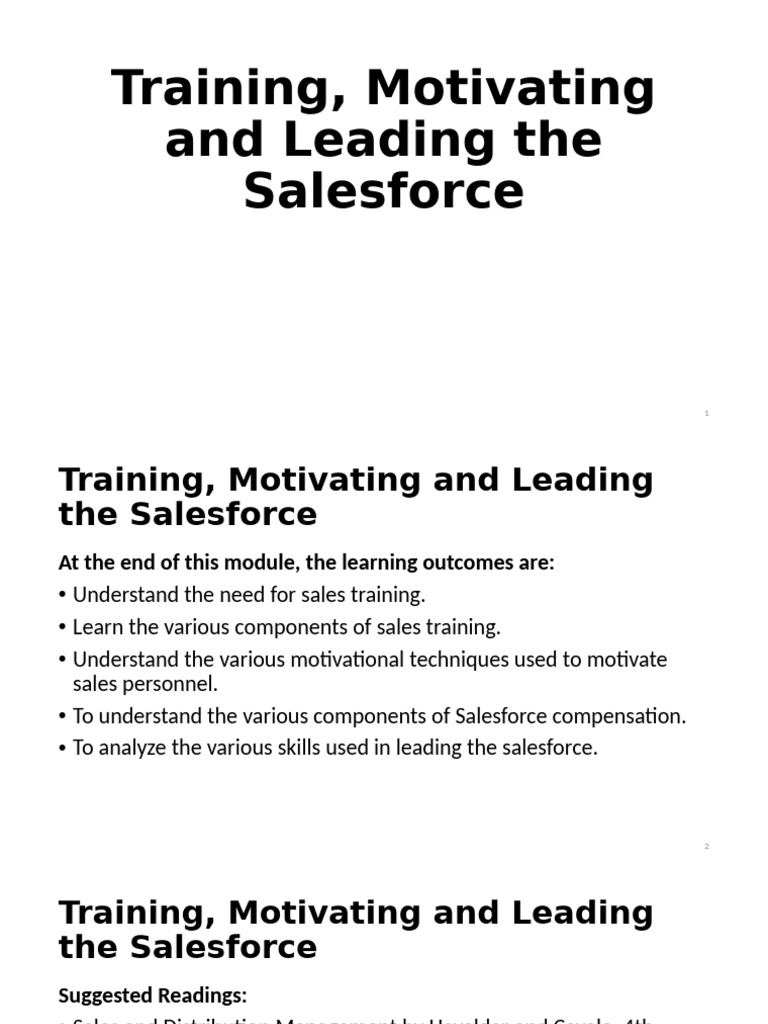 Training Motivating and Compensating The Sales Force | PDF | Sales ...