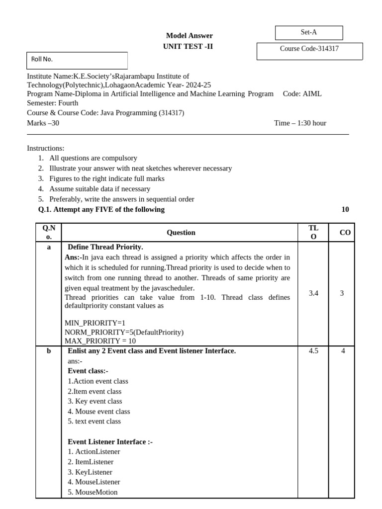 Ut 2 JPR (314317) (Set 1) Model Answer | PDF | Computer Science | System Software