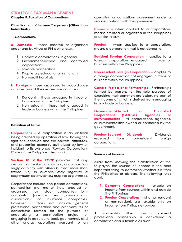 Strategic Tax Management Topic 3-4 | PDF | Taxes | Gross Income