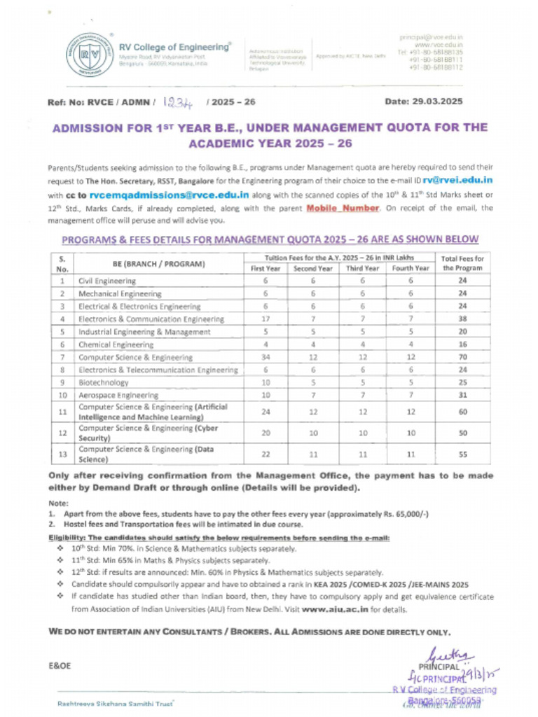 1st-Year-Be-Program-Management Quota Admission 2024 - 26 (29.03.2025) | PDF