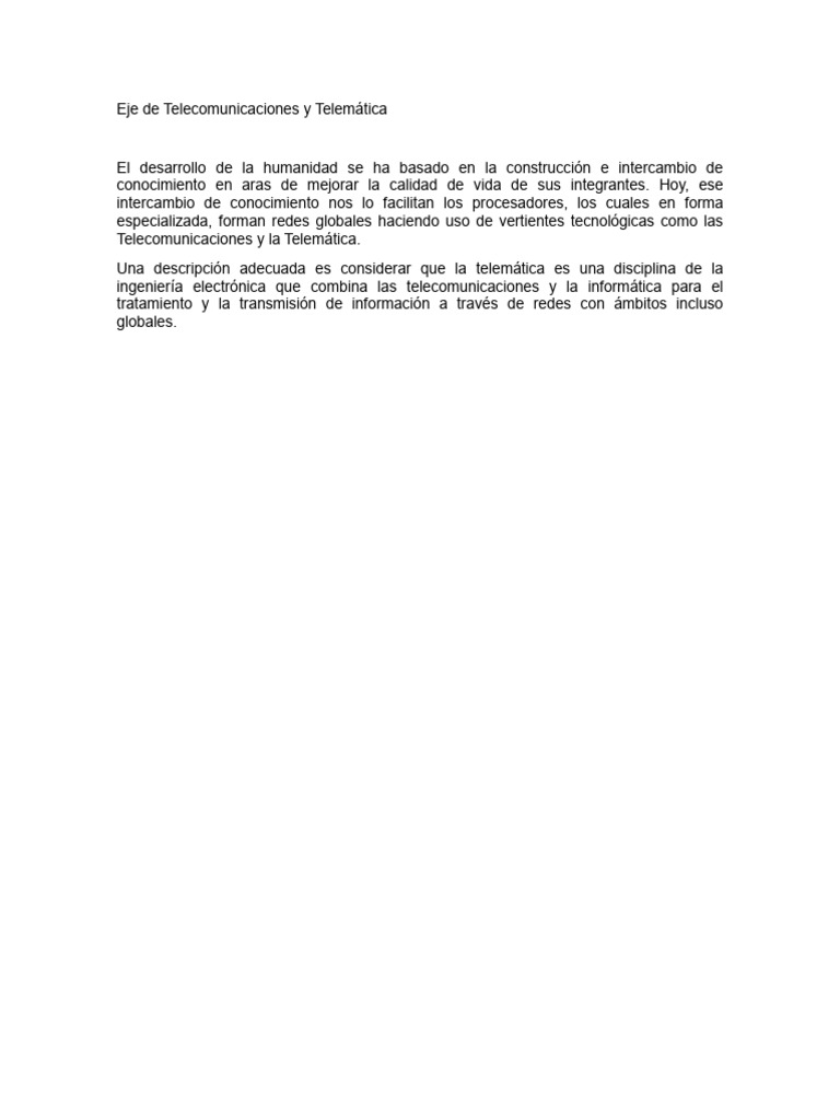 Eje de Comunicaciones y Telemática - v2 | PDF
