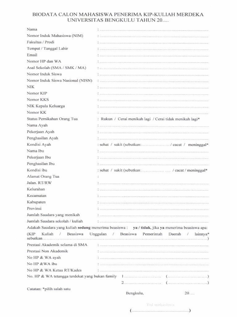 form_biodata_KIP_2025 | PDF