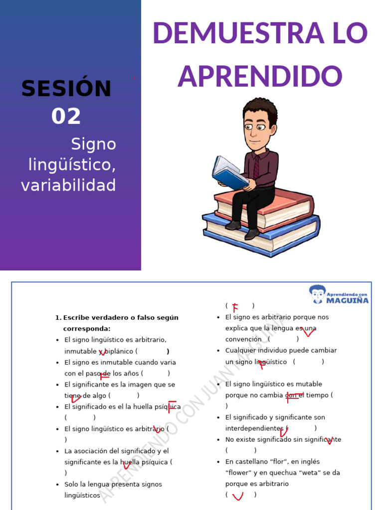 PRACTICA PARA CASA - SESIÓN 02 - Signo Lingüístico, Variabilidad de La ...