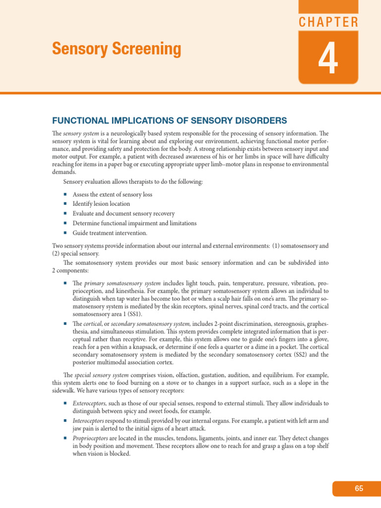 Sensory Screening | PDF | Anatomical Terms Of Motion | Taste
