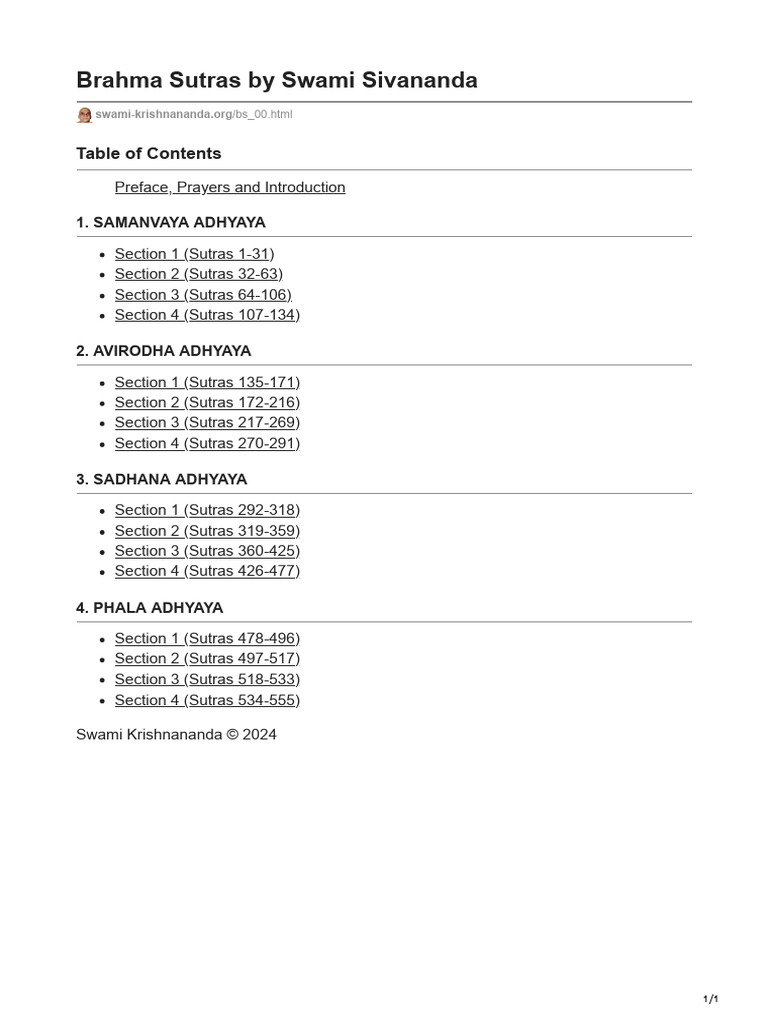 Brahma Sutras by Swami Sivananda | PDF