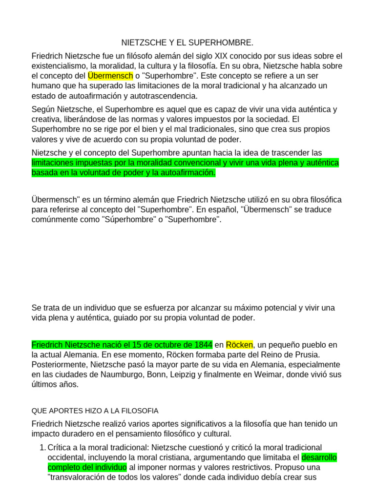 Nietzsche y El Superhombre | PDF | Friedrich Nietzsche | Moralidad