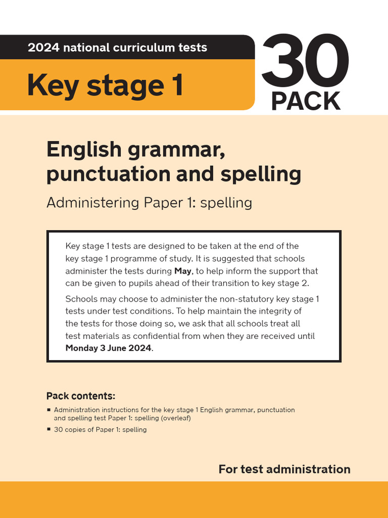 Key Stage 1 Spelling Test Guide 2024 | PDF | Copyright | License
