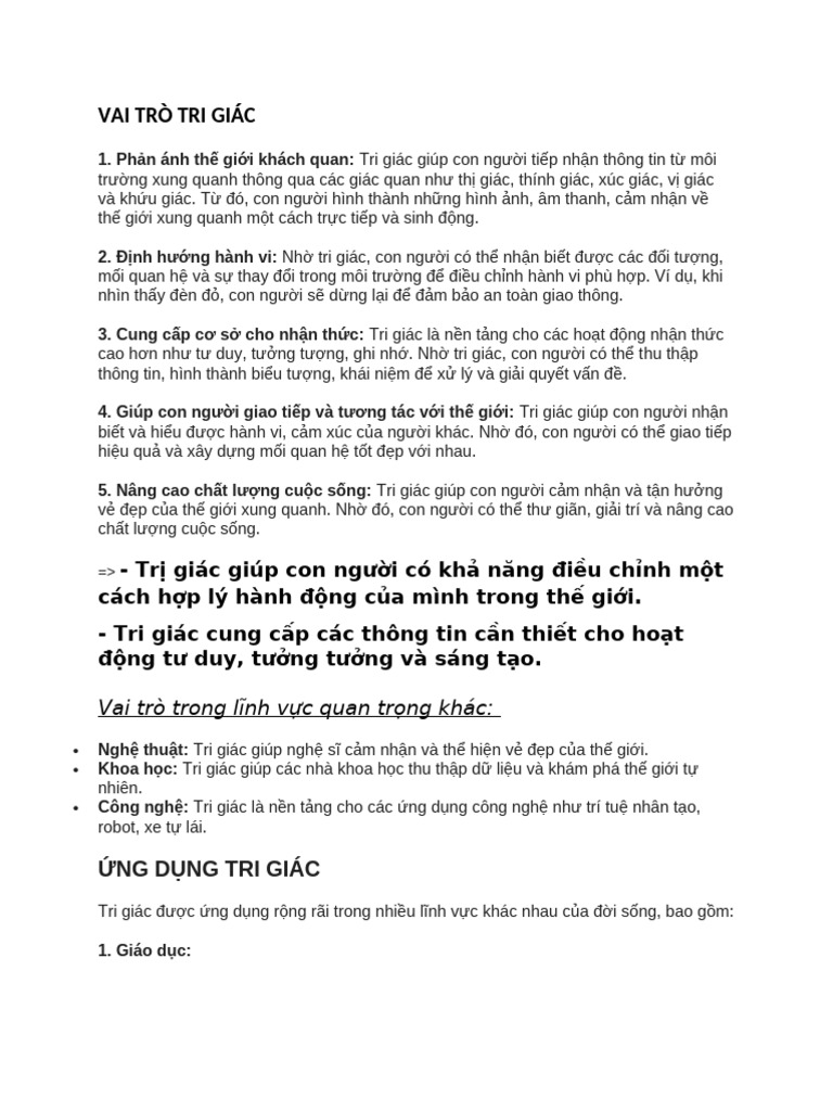 Vai Trò Và NG D NG Tri Giác | PDF
