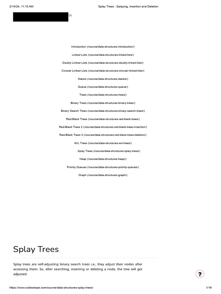 Splay Trees - Splaying, Insertion and Deletion | PDF | Computer Programming | Algorithms And ...