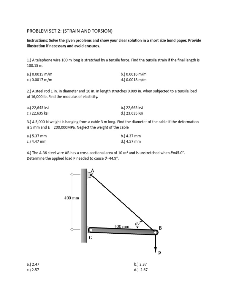 Strain and Torsion Problem Set Solutions | PDF | Deformation (Engineering) | Stress (Mechanics)