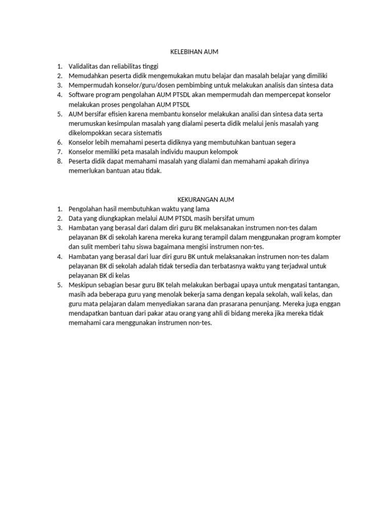 Kelebihan Dan Kekurangan Aum | PDF