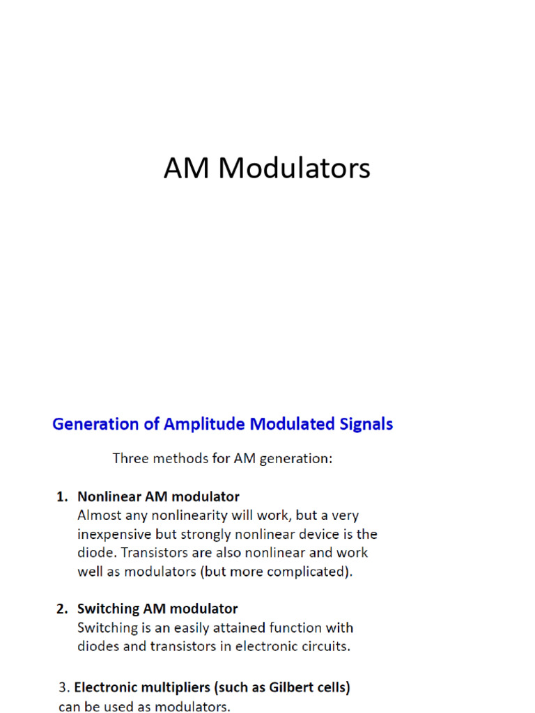 Introduction To AM Modulators-Demodulator | PDF