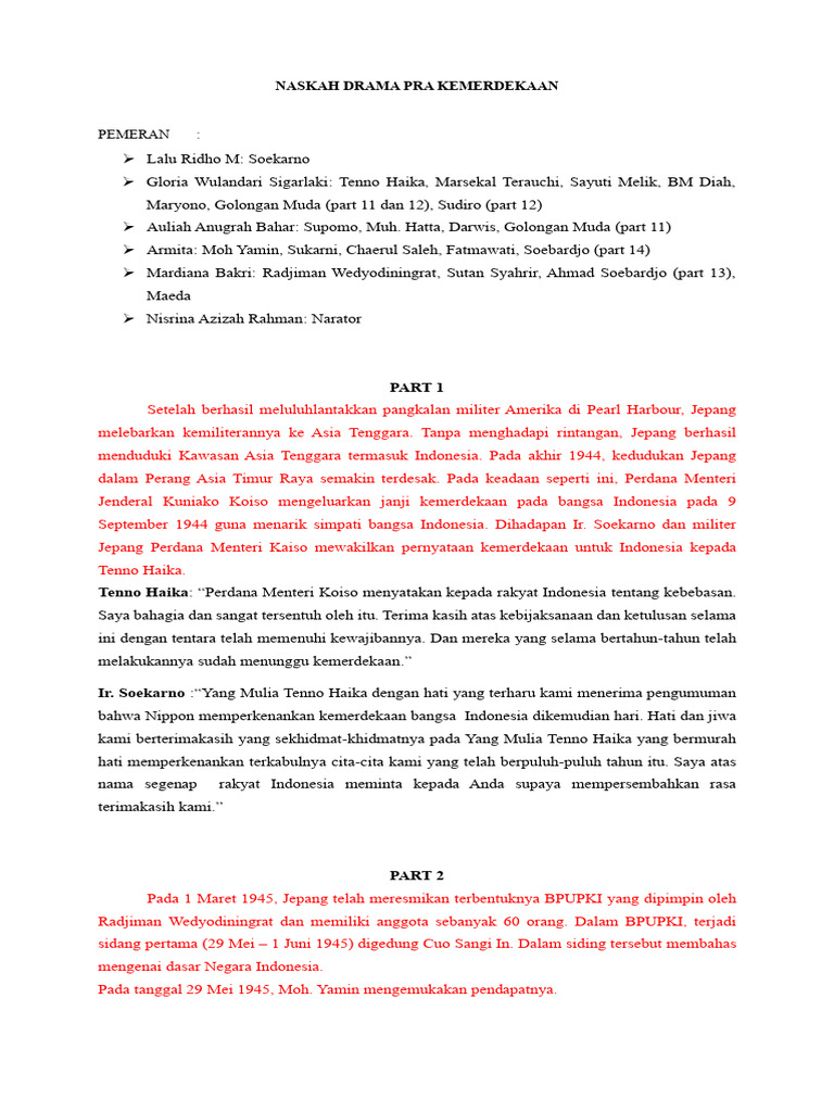 Naskah Drama Pra Kemerdekaan | PDF