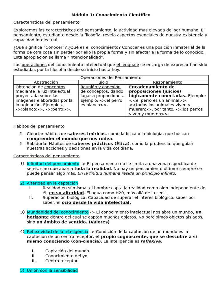 Características del Pensamiento Humano | PDF | Pensamiento | Conocimiento