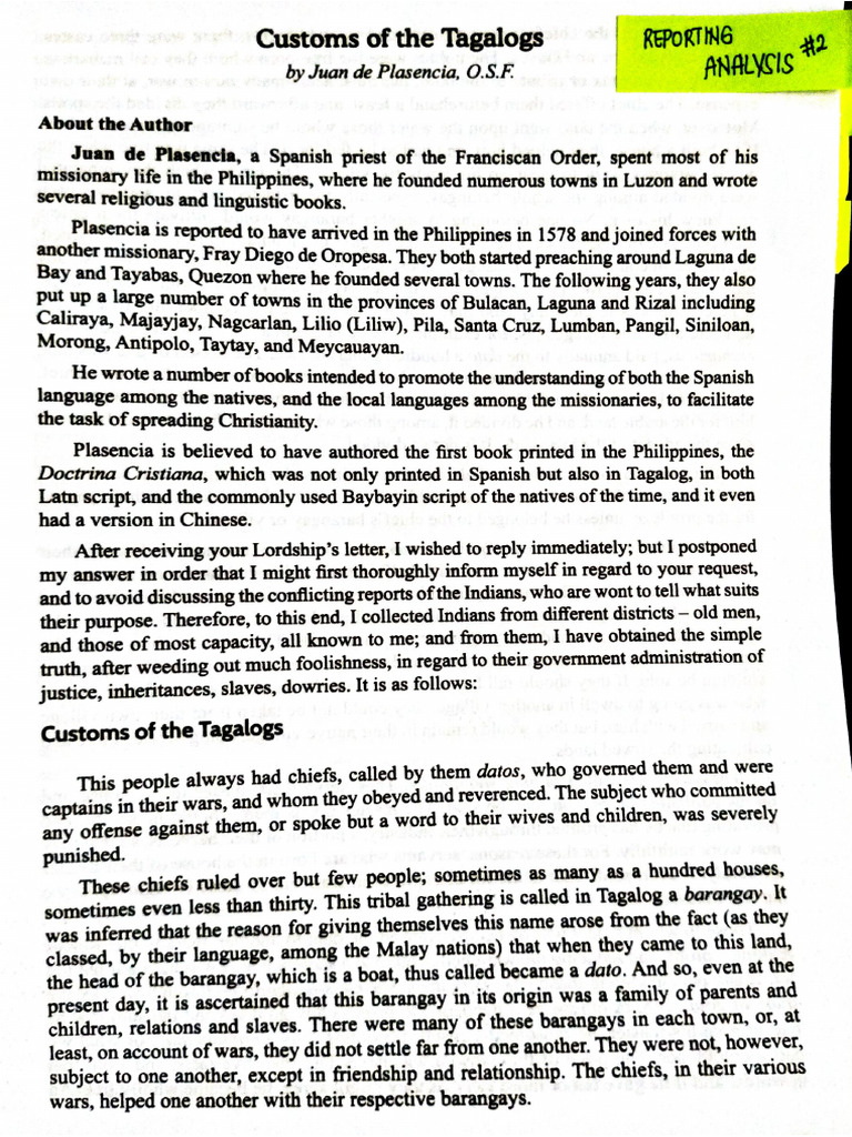 2 Customs of The Tagalog | PDF