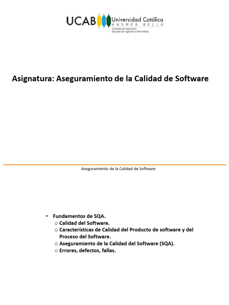 01 Aseguramiento de La Calidad de Software 202515 | PDF | Calidad (comercial) | Software
