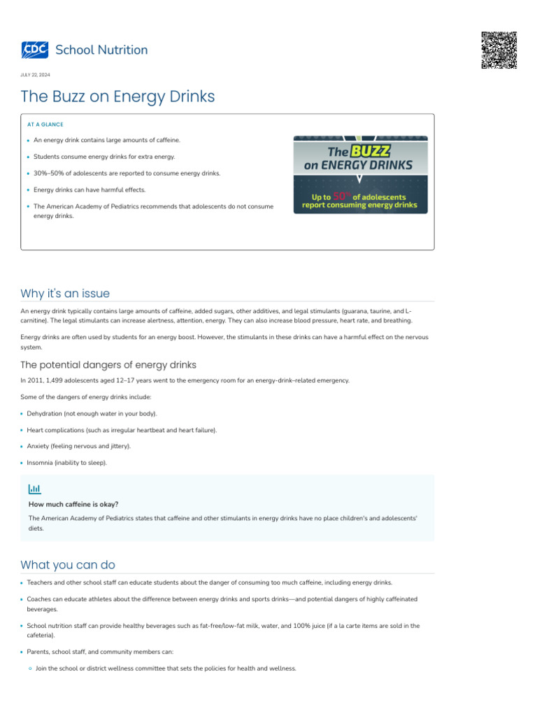 Risks of Energy Drinks for Teens | PDF | Caffeine