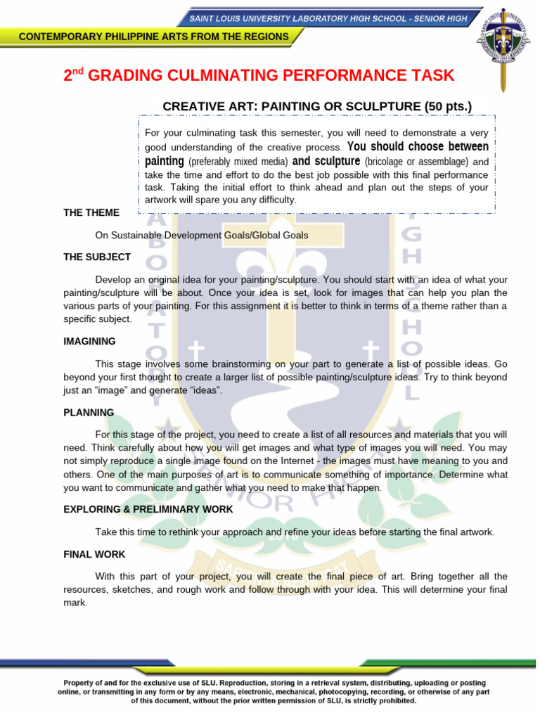 CPAR 2nd GRADING CULMINATING PERFORMANCE TASK | PDF | Paintings | Economies
