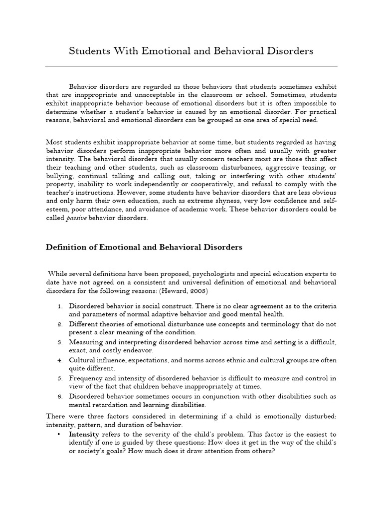 Module 3.3 Reading Material of EBD | PDF | Mental Disorder | Antisocial Personality Disorder