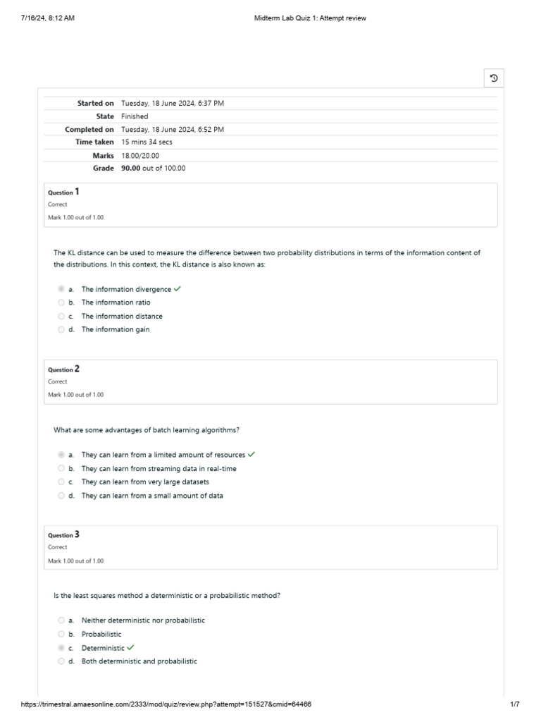 Midterm Lab Quiz 1 Results Summary | PDF | Cluster Analysis | Machine Learning