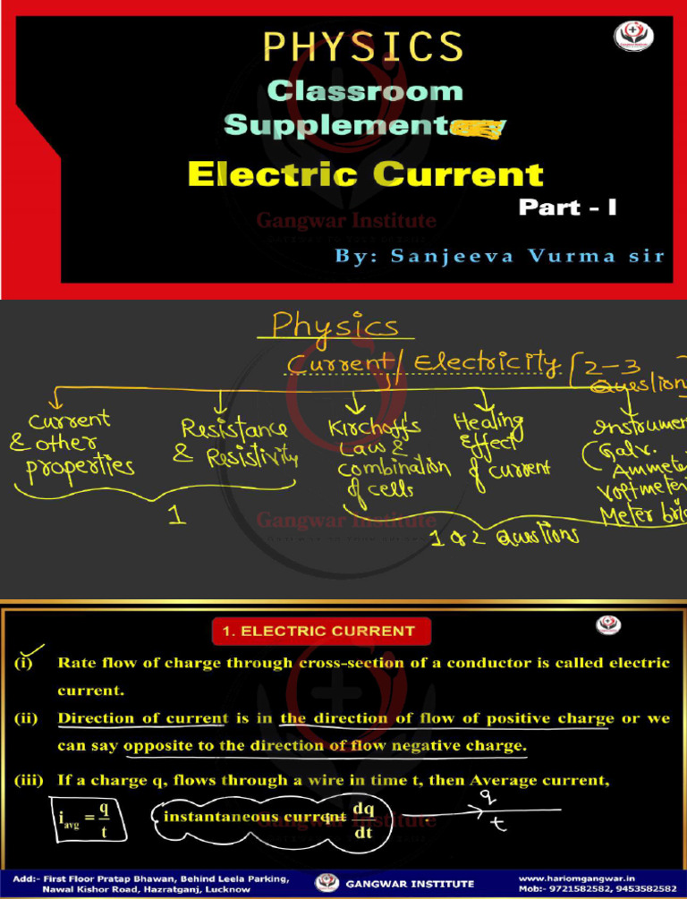 Elecric Current 1 Class NotesA | PDF